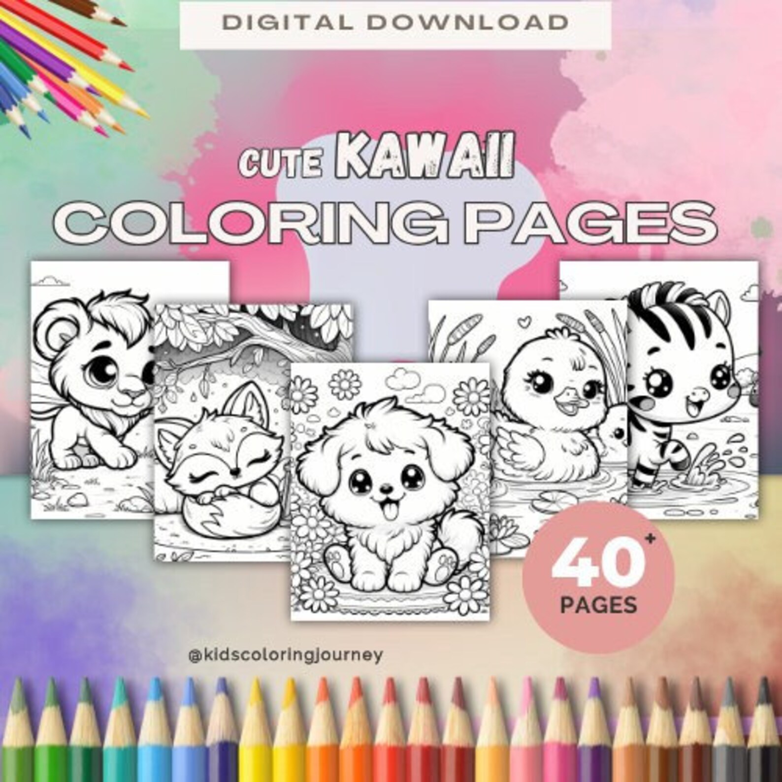 40 Cute Kawaii Forest Animals Coloring Pages for Kids and Adults ...