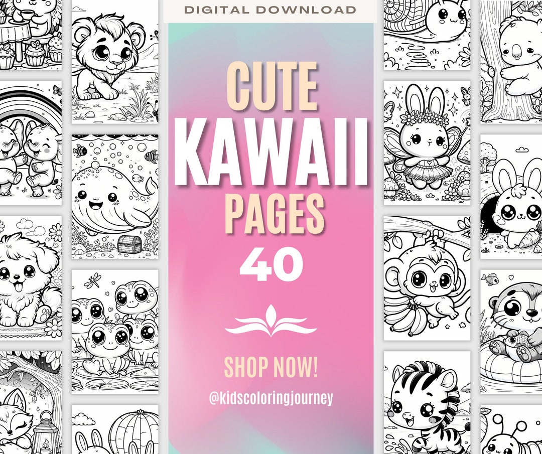40 Cute Kawaii Forest Animals Coloring Pages for Kids and Adults ...