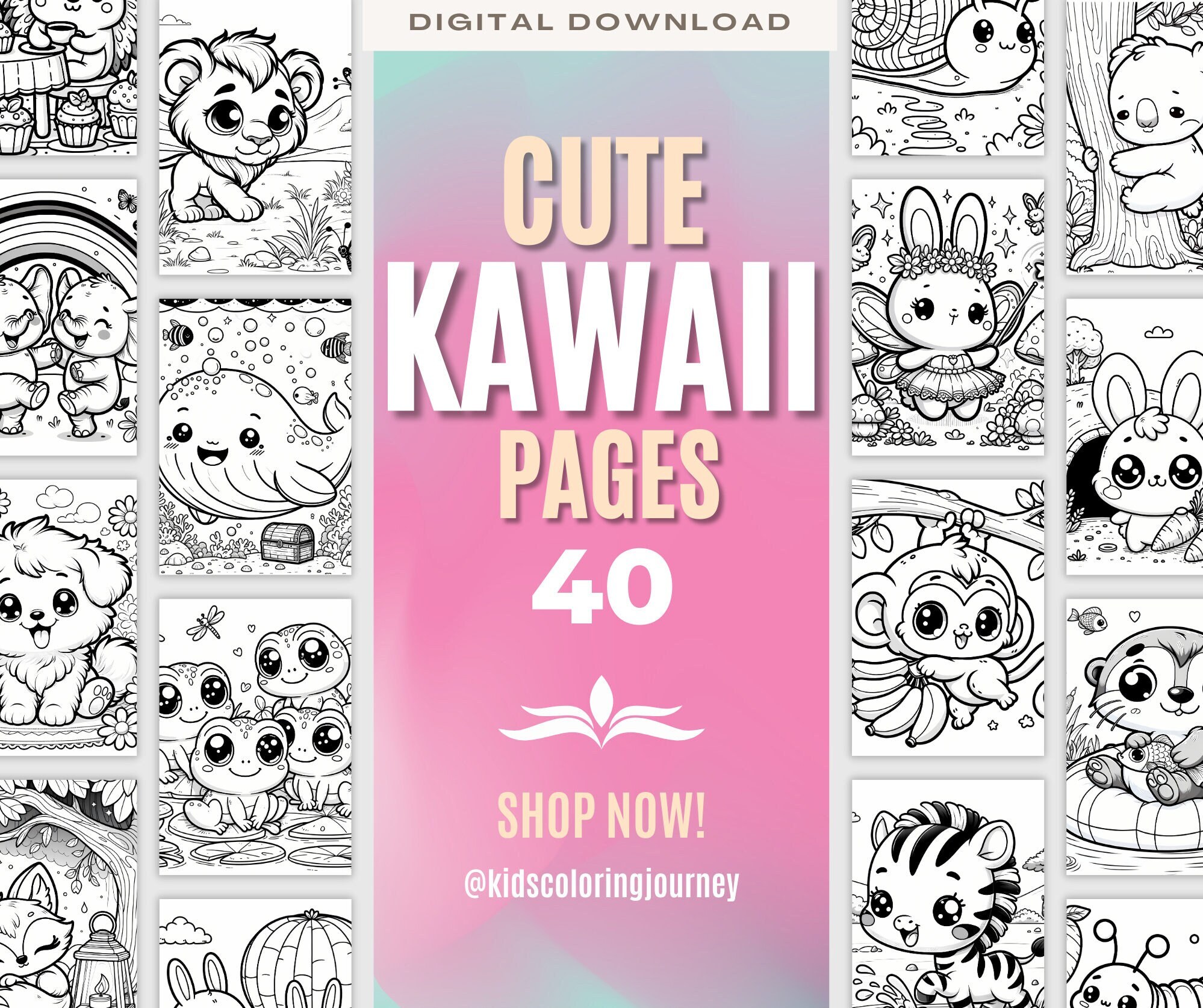 40 Cute Kawaii Forest Animals Coloring Pages for Kids and Adults ...