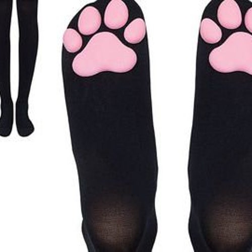 Cat Paw Pad Socks Thigh High Pink Cute 3D Kitten Claw - Etsy