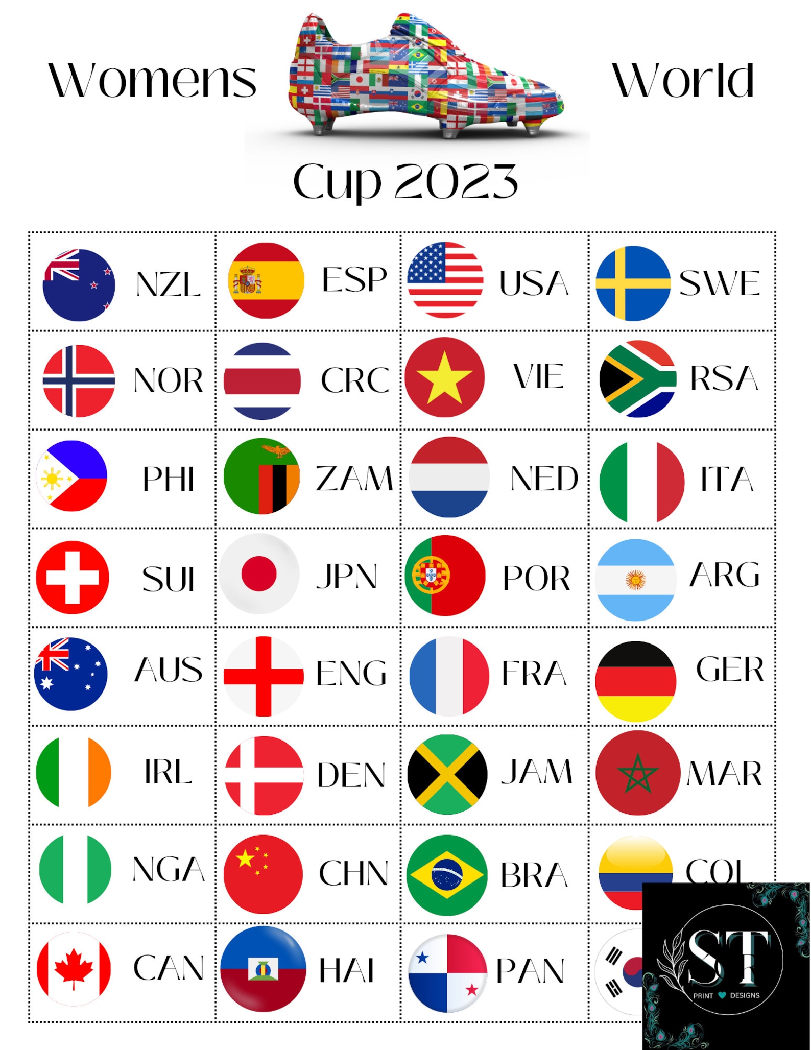 Womens World Cup 2023 World Cup Football Sweepstake Etsy Canada
