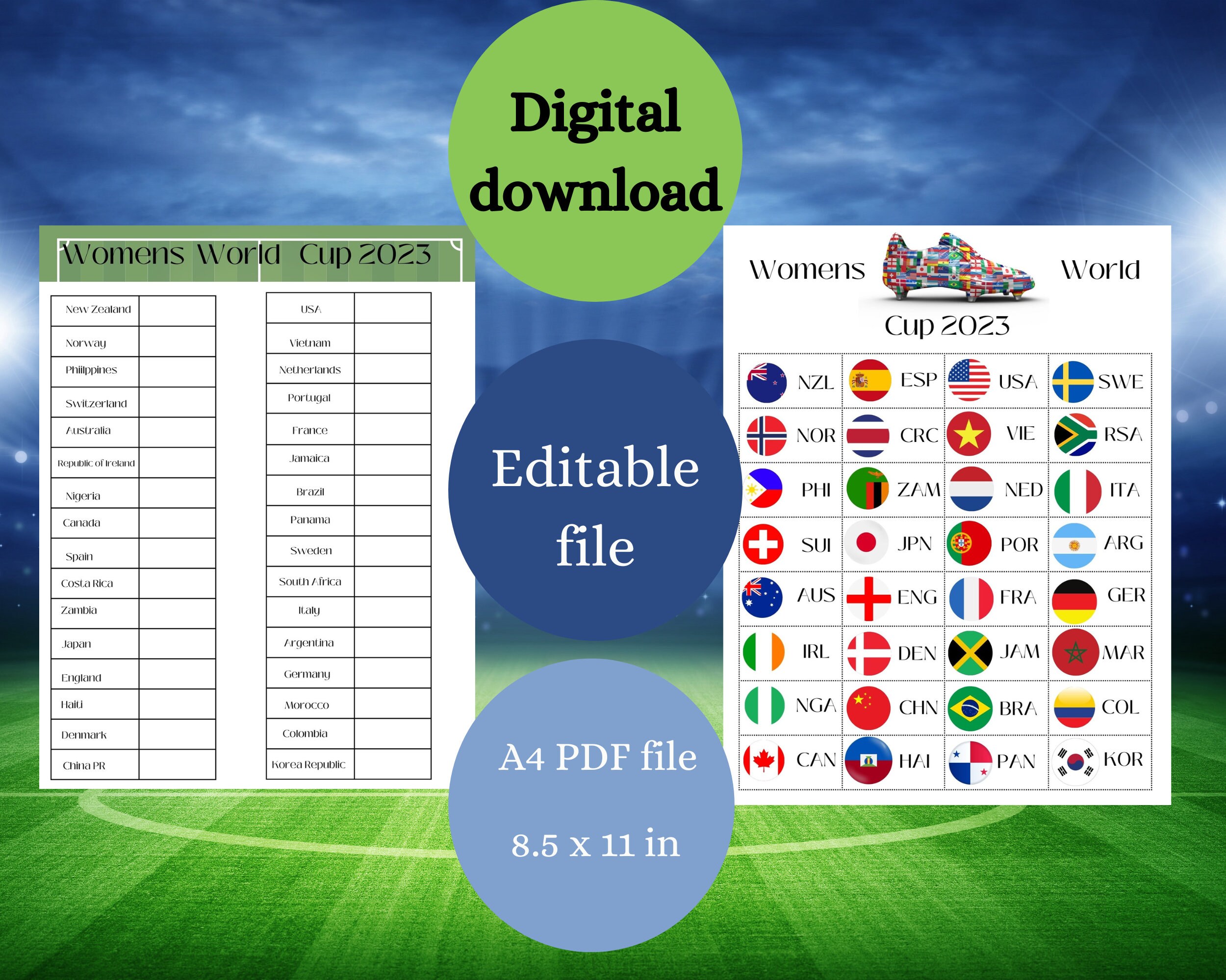 Womens World Cup 2023 World Cup Football Sweepstake Etsy Uk