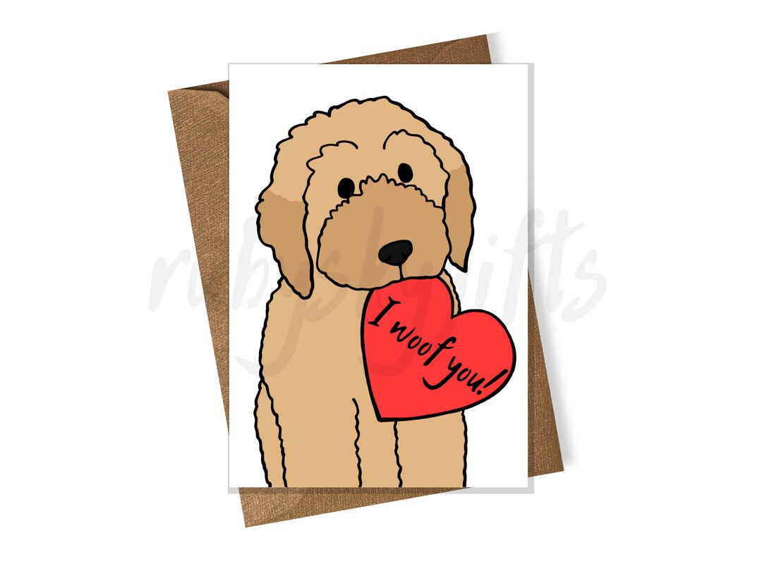 Cockapoo Card Printable Greeting Card Cream Puppy Heart - Etsy
