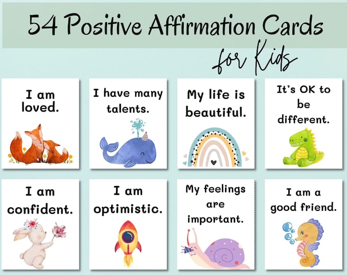 Children's Positive Affirmation Cards | Set of 54 Printable Affirmation ...