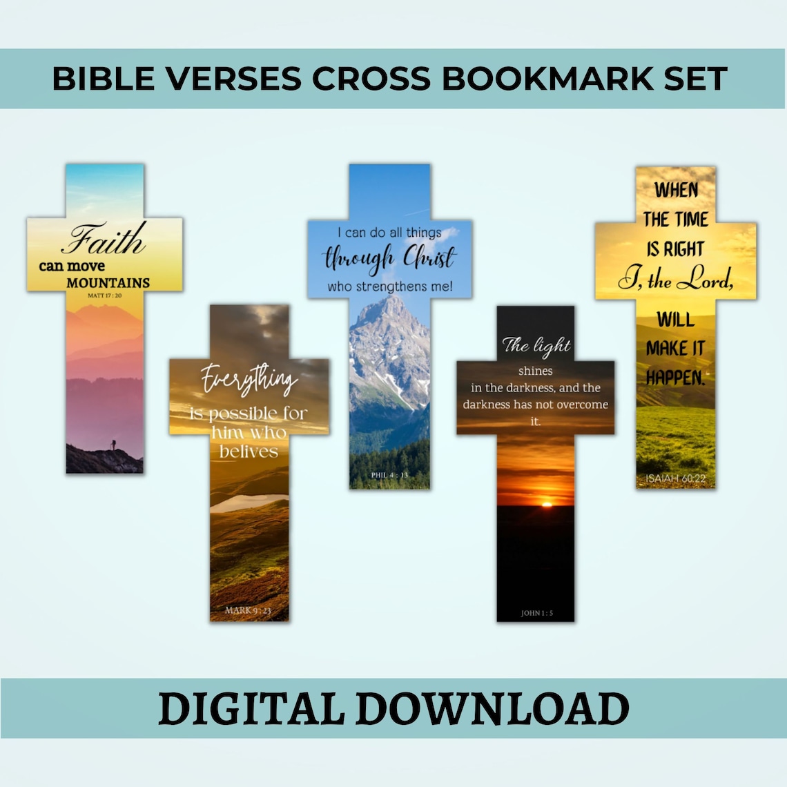 Printable Bible Verses Cross Bookmarks Digital Bookmark Template ...