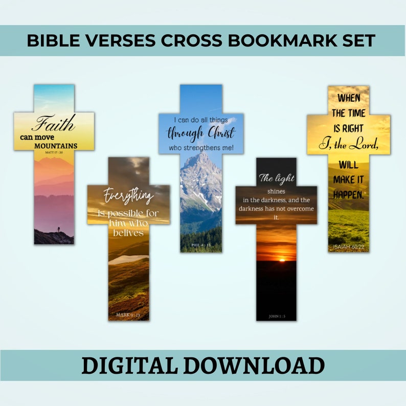 Printable Bible Verses Cross Bookmarks Digital Bookmark Template ...