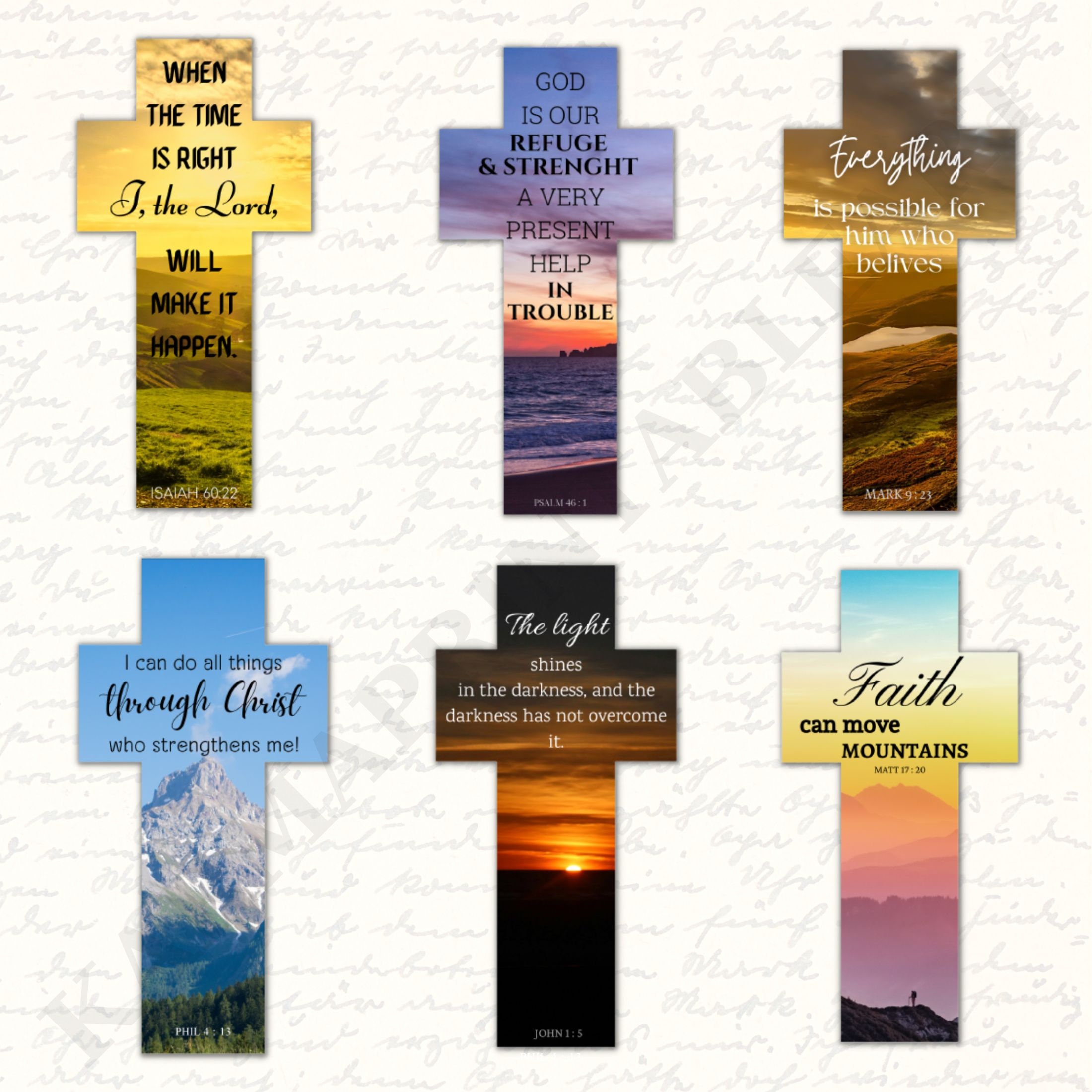 Printable Bible Verses Cross Bookmarks Digital Bookmark - Etsy