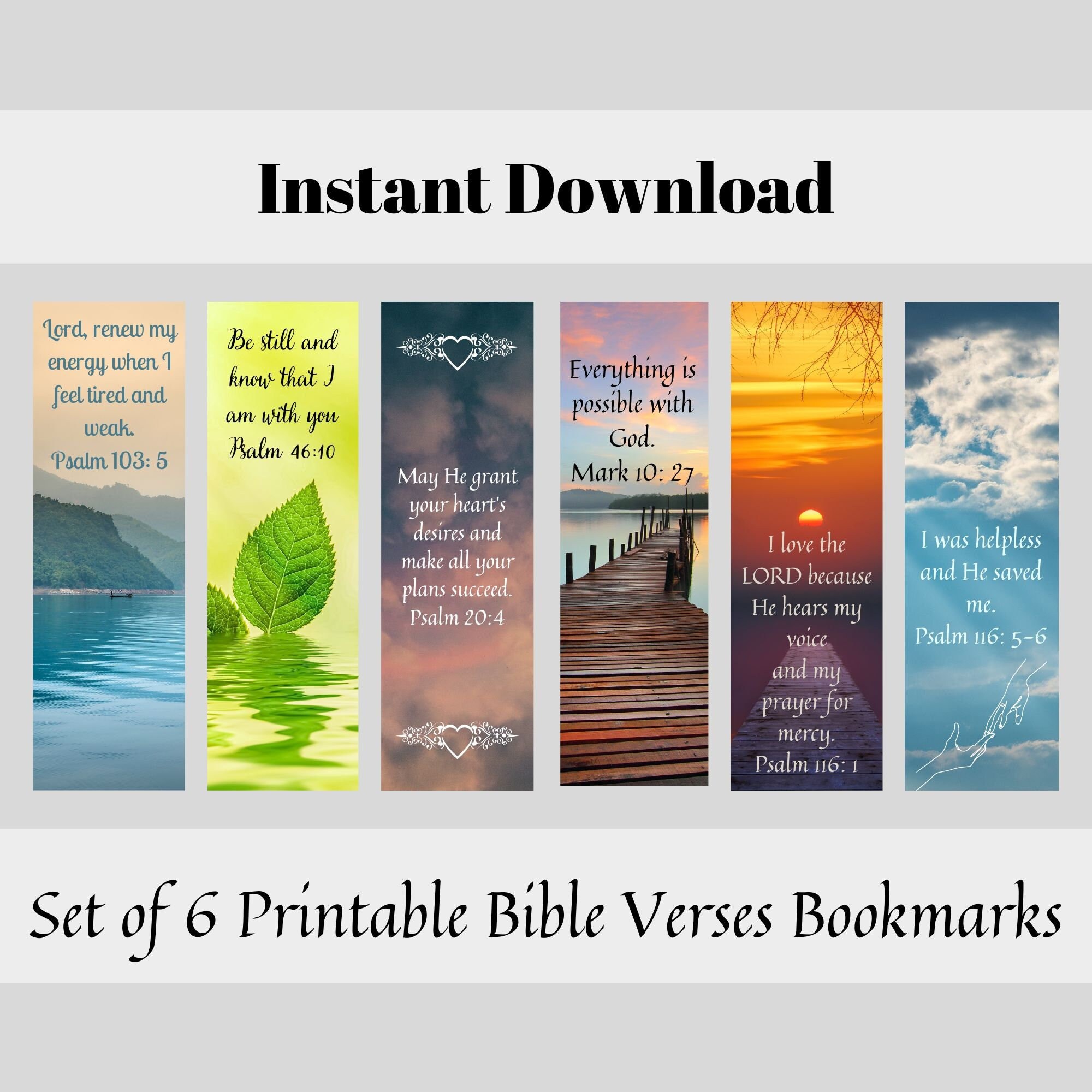 Set of 6 Printable Bible Verse Bookmarks for Daily Inspiration ...