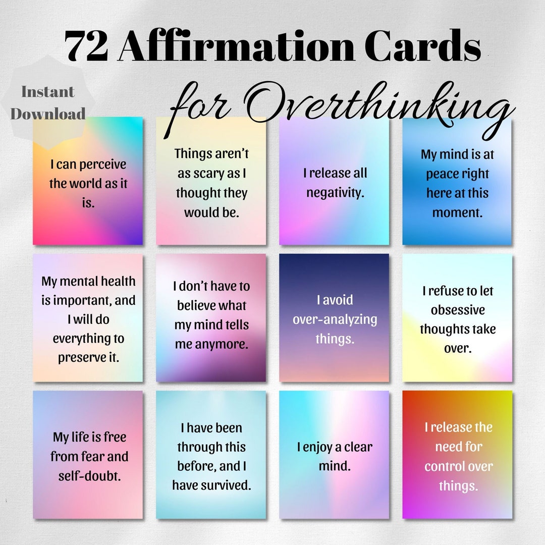 72 Printable Positive Affirmation Cards for Overthinking Affirmation ...