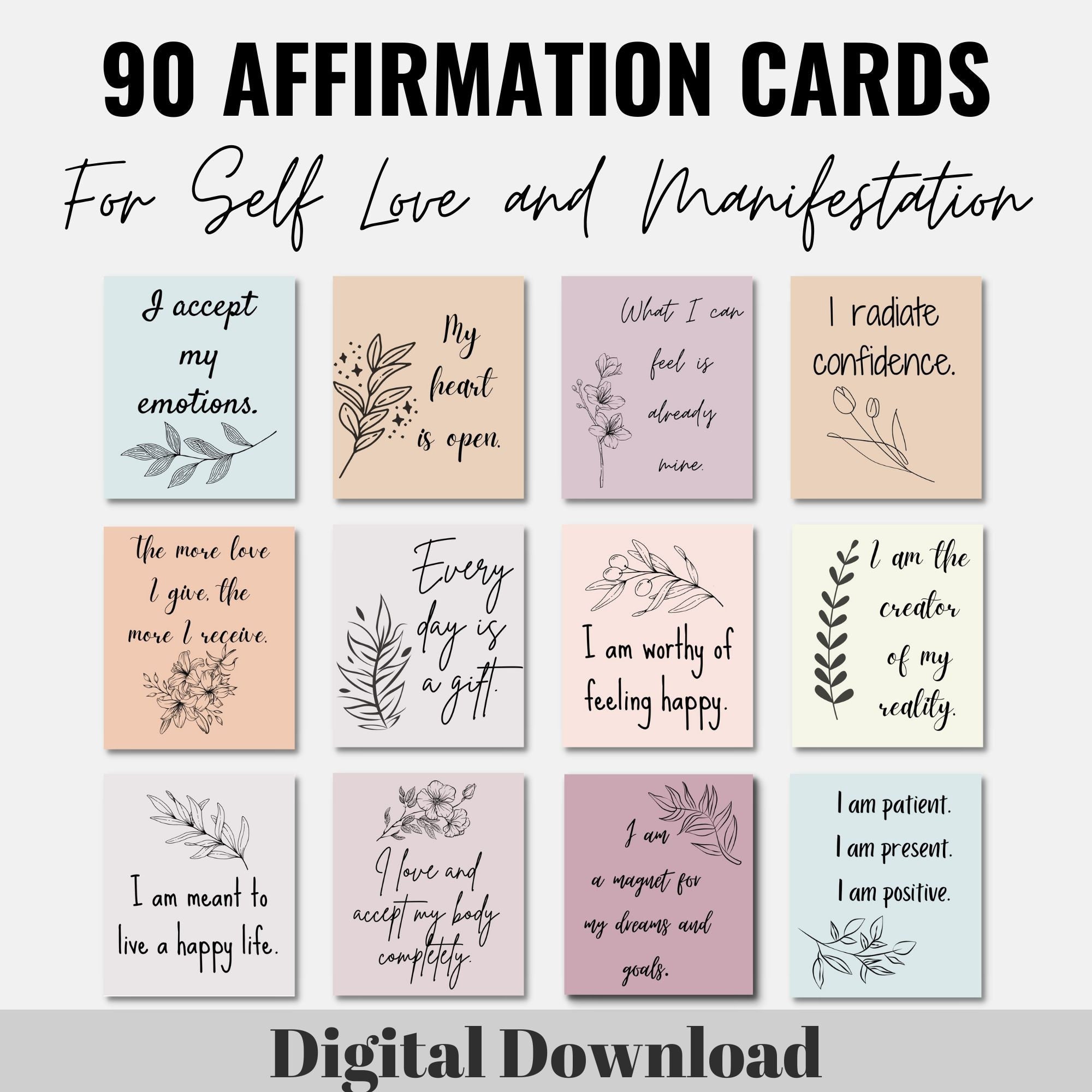 90 Positive Affirmation Cards for Daily Motivation and Personal Growth ...