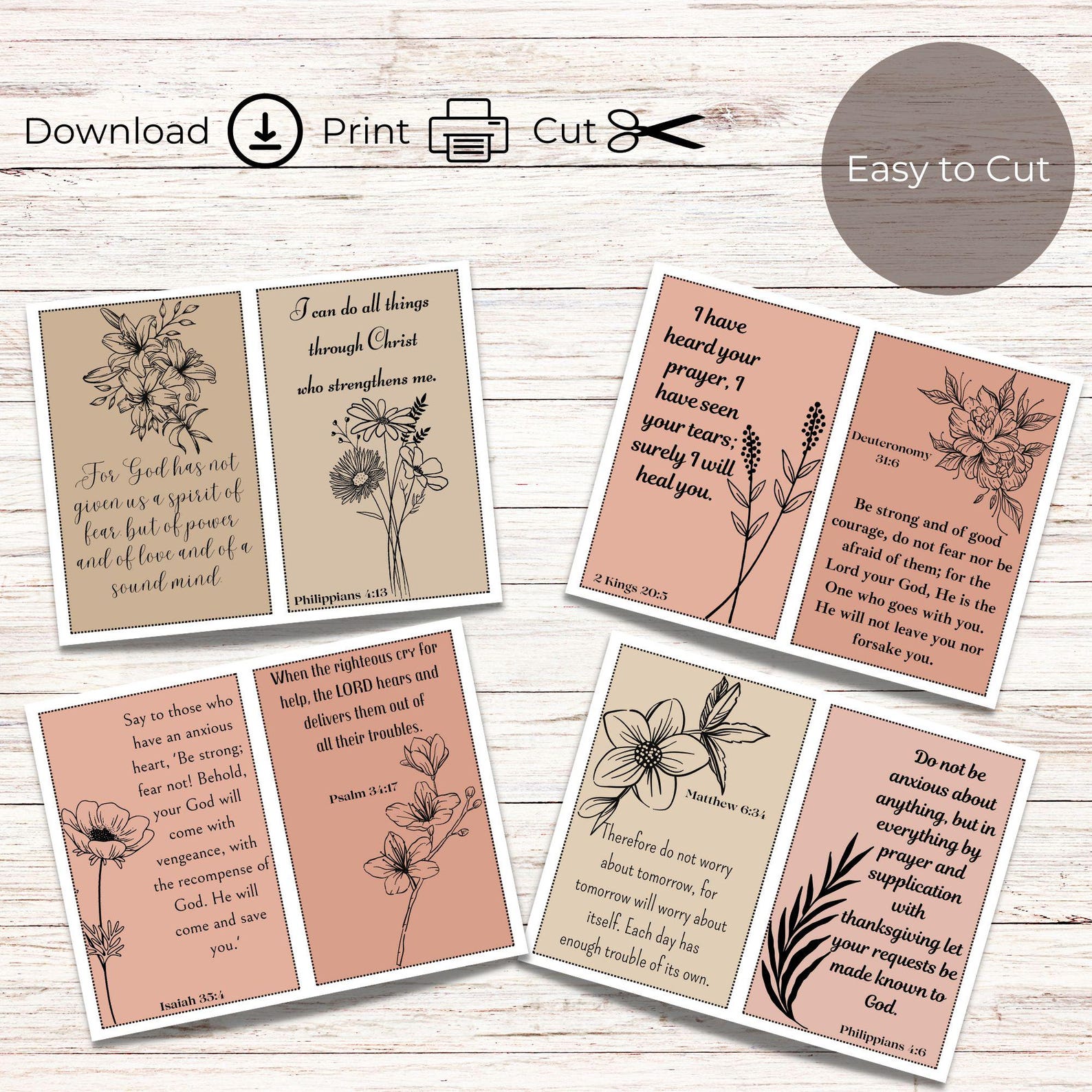34 Bible Verse Printable Cards | Inspirational Scripture Cards ...
