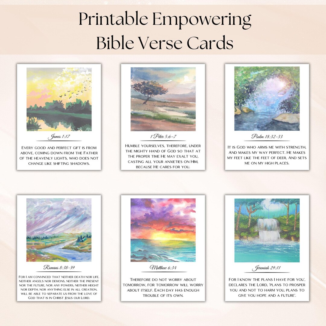 Printable Christian Scripture Cards | 40 Bible Verses for Encouragement ...