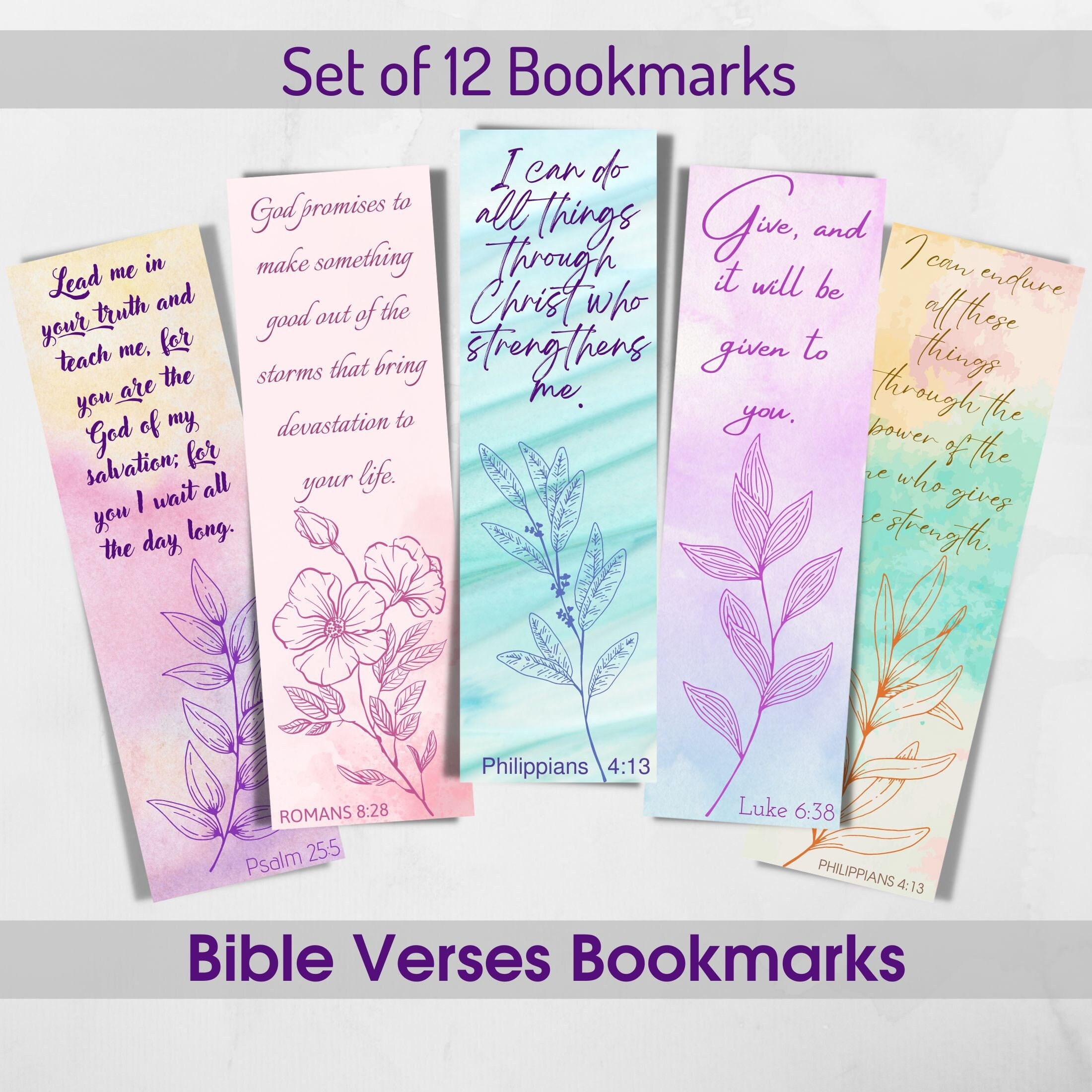 12 Printable Bible Bookmark | Bible Verse Bookmark | Christian Bookmark ...