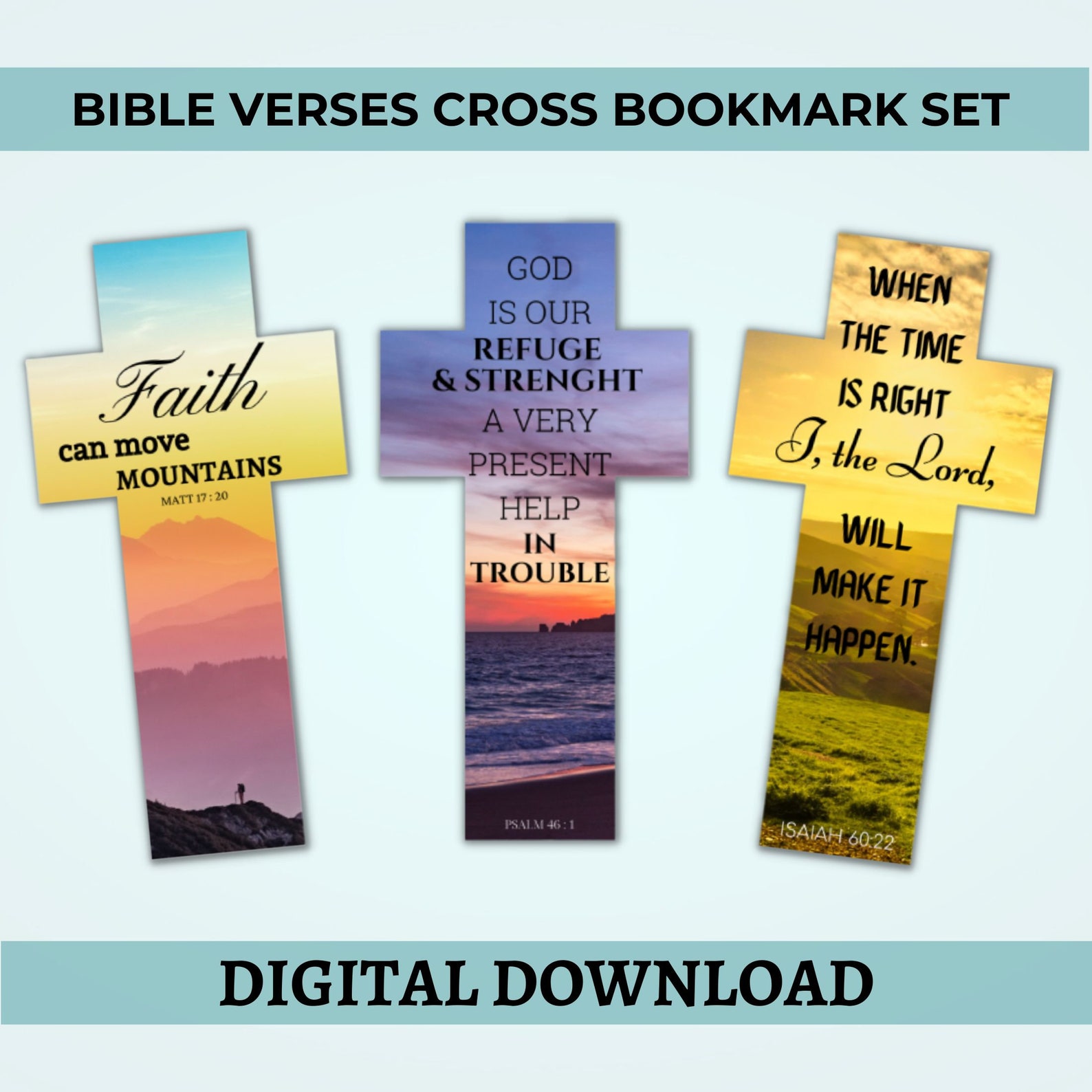 Printable Bible Verses Cross Bookmarks Digital Bookmark - Etsy