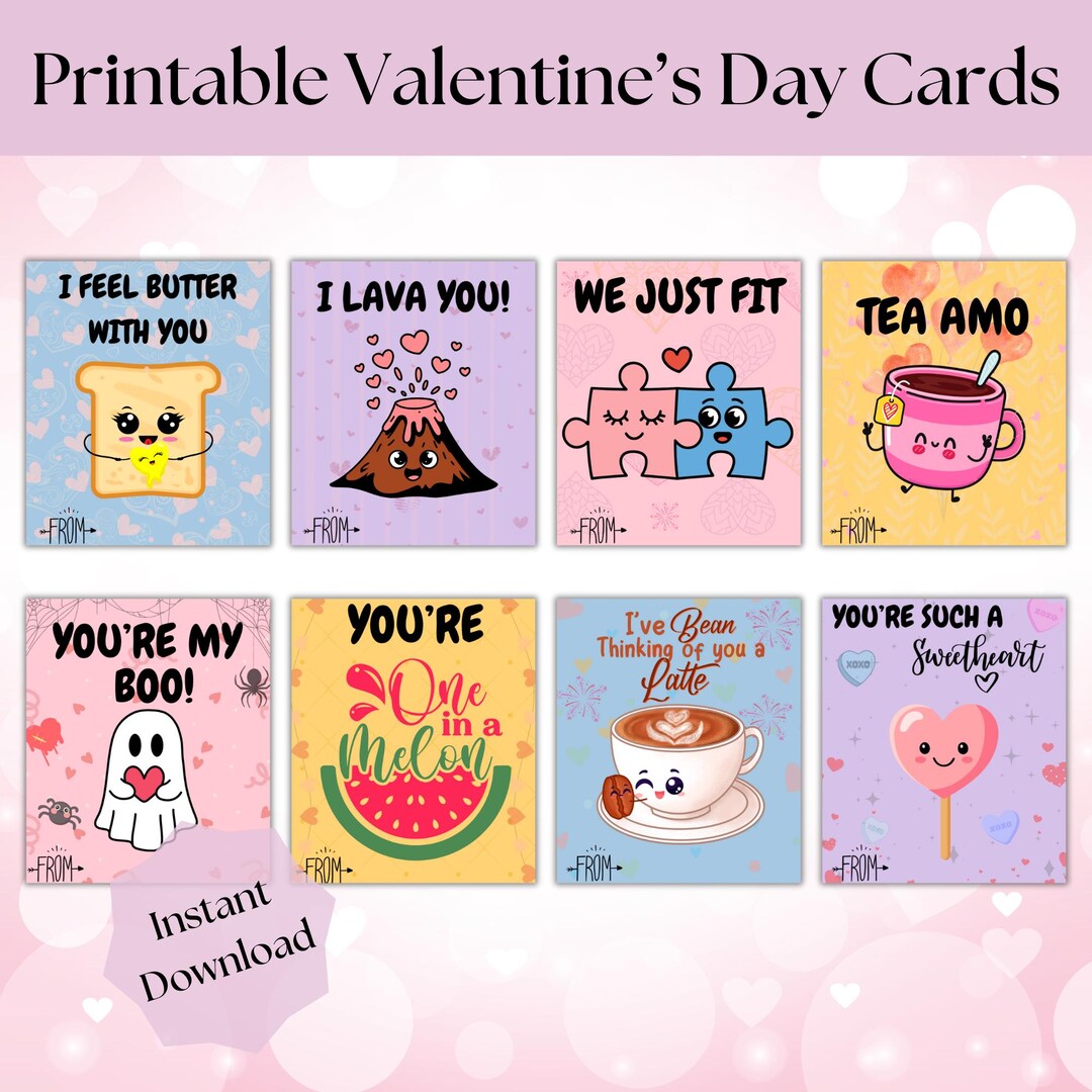Printable Valentine's Day Cards - 24 Cute and Funny Digital Cards for ...