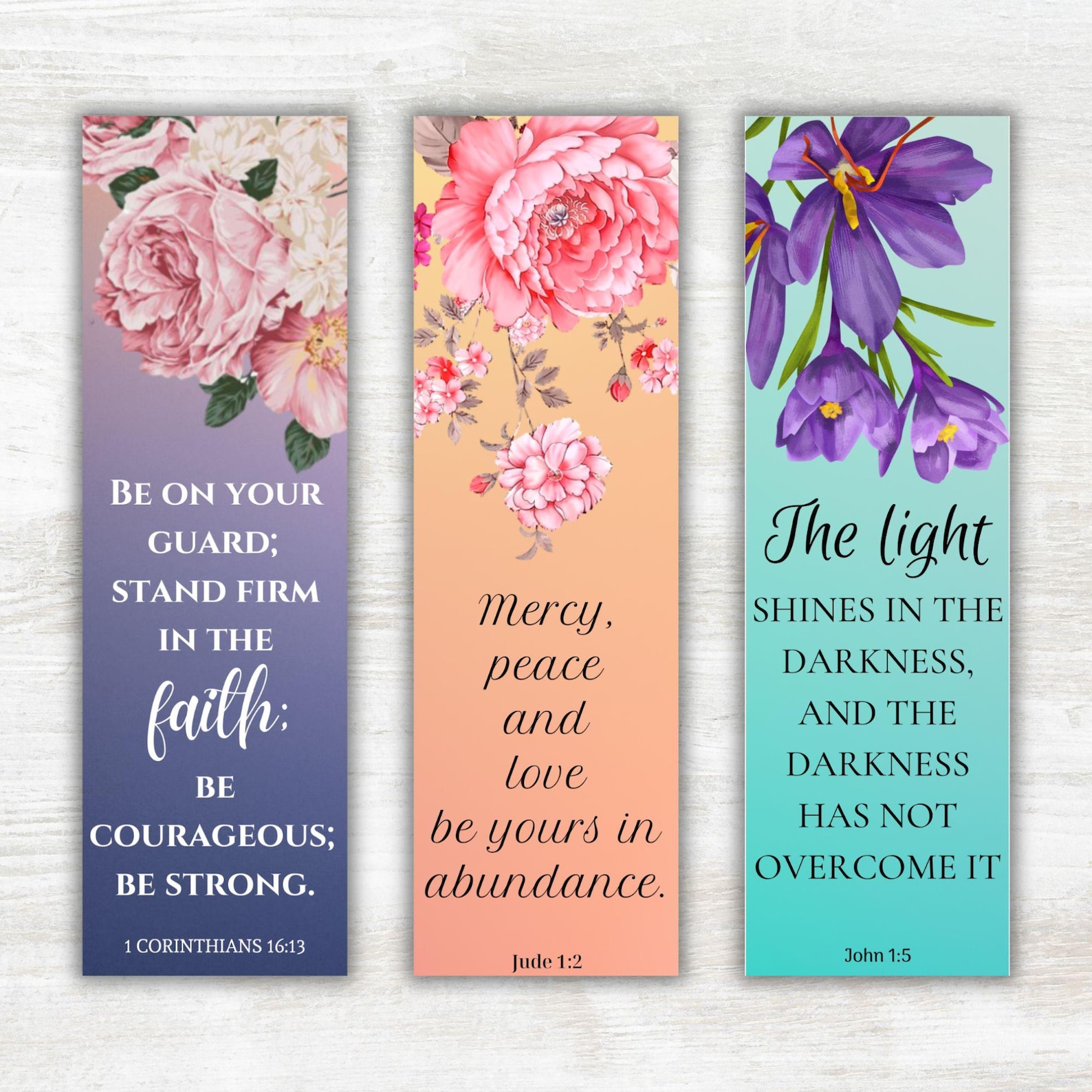 Set of 6 Inspirational Bible Verse Bookmarks | Printable Scripture ...