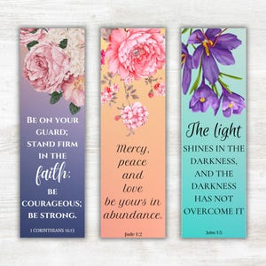 Set of 6 Inspirational Bible Verse Bookmarks | Printable Scripture ...