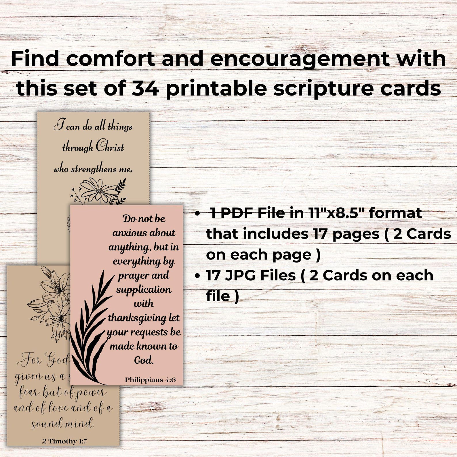 34 Bible Verse Printable Cards | Inspirational Scripture Cards ...