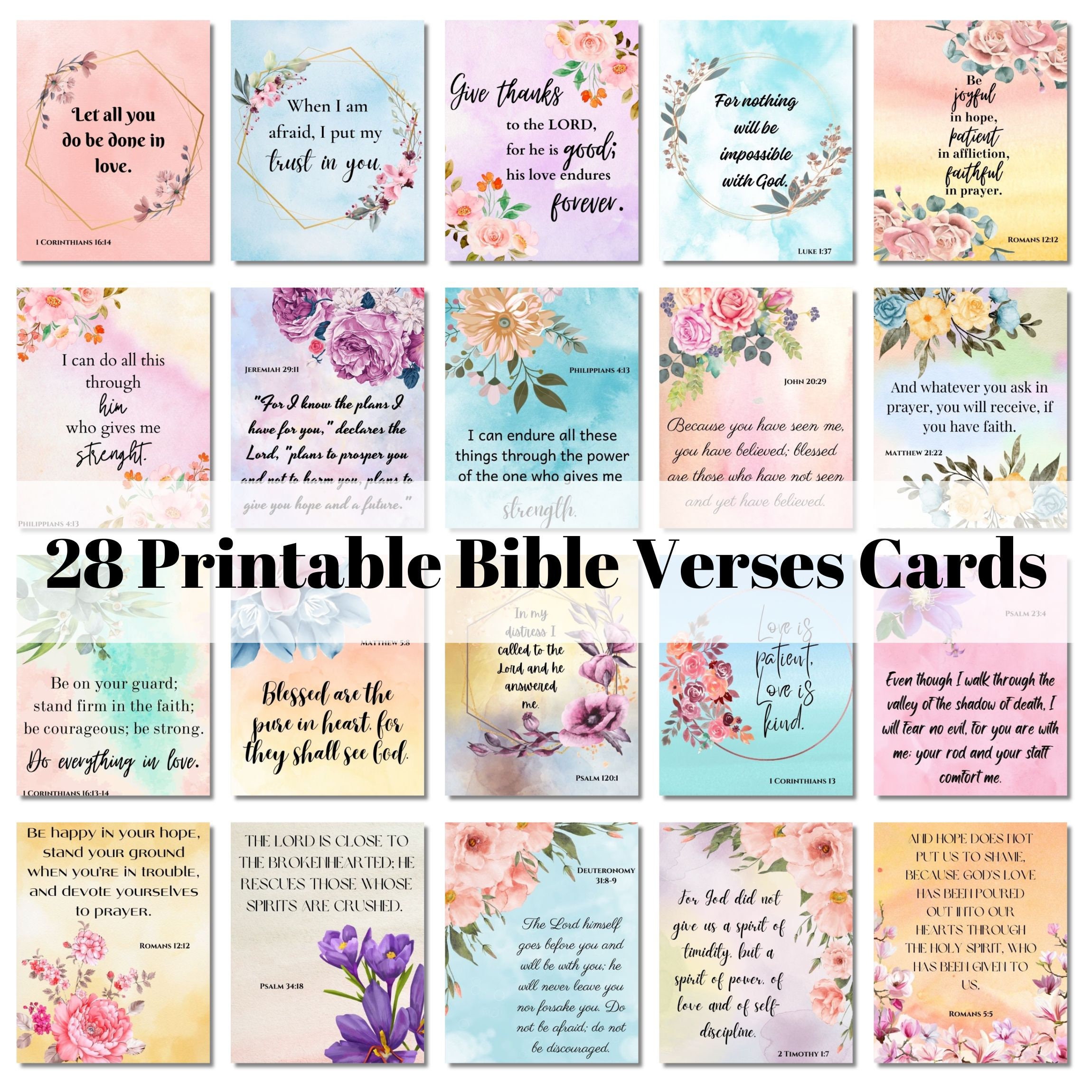 Printable Bible Scripture Cards | Bible Verse Cards | Digital Download ...