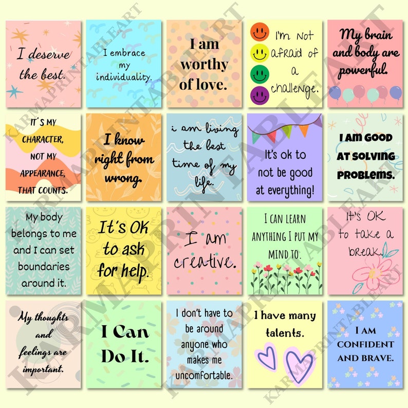 Sunshine Affirmation Cards for Kids Children Motivational Cards Set of ...
