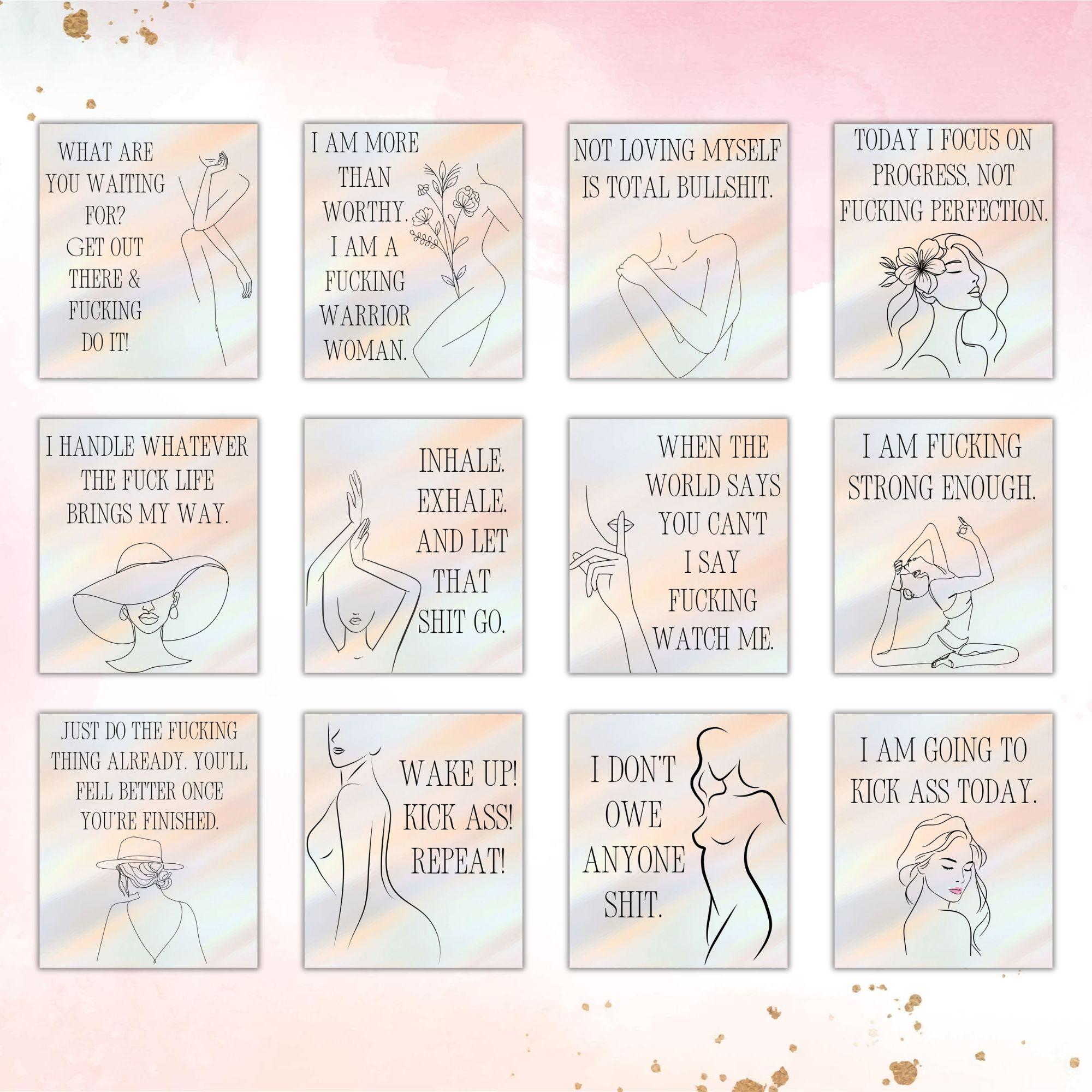 36 Sweary Affirmation Cards Printable Sassy Affirmation Badass Affirmations Deck Sarcastic Daily ...