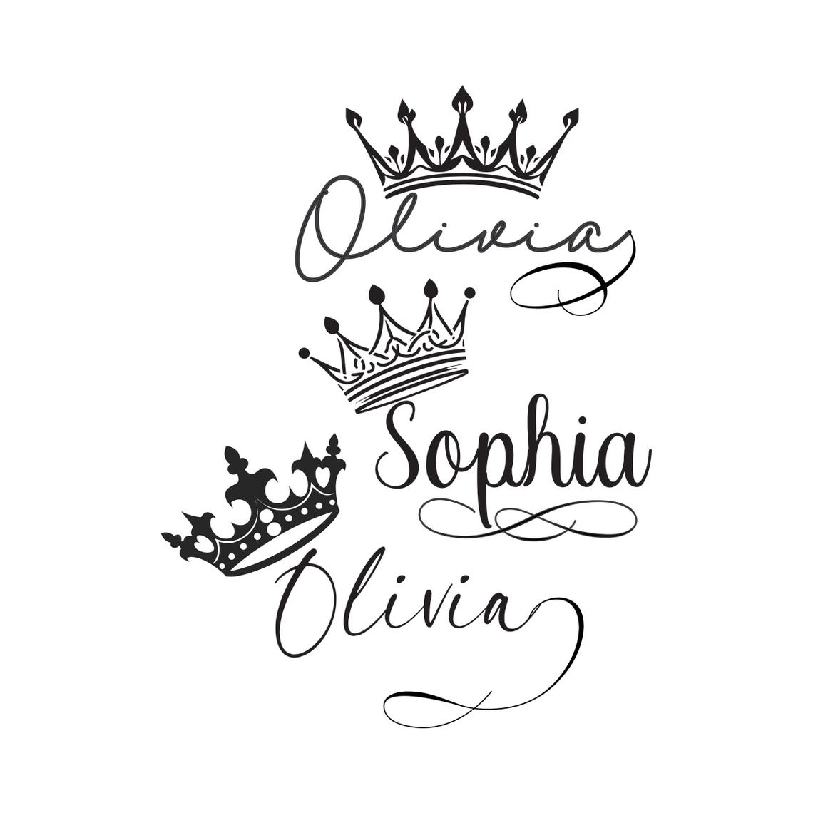 Custom Name With Crown Tattoo Design | Minimalist Tattoo PNG | Digital ...