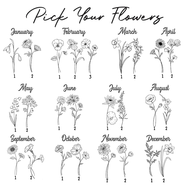 DIGITAL Custom Family Birth Flower Bouquet / Custom Birth - Etsy