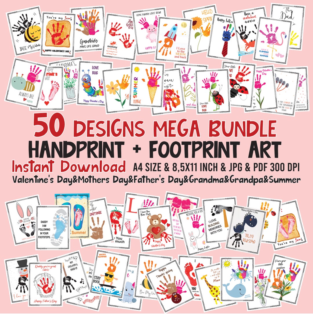 Handprint Keepsake Art: 50 Designs, Kids DIY Card (digital Download) - Etsy