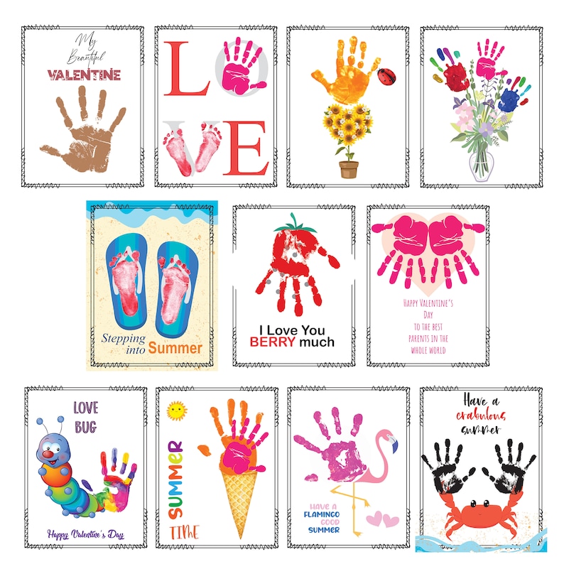 Handprint Keepsake Art: 50 Designs, Kids DIY Card (digital Download) - Etsy