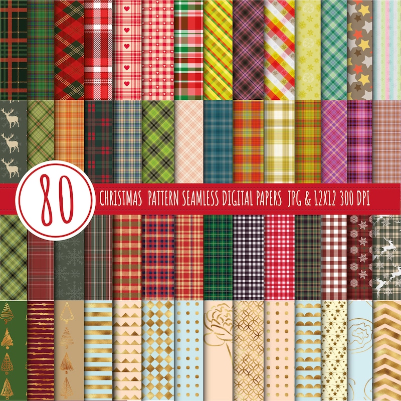Christmas Digital Paper - Etsy