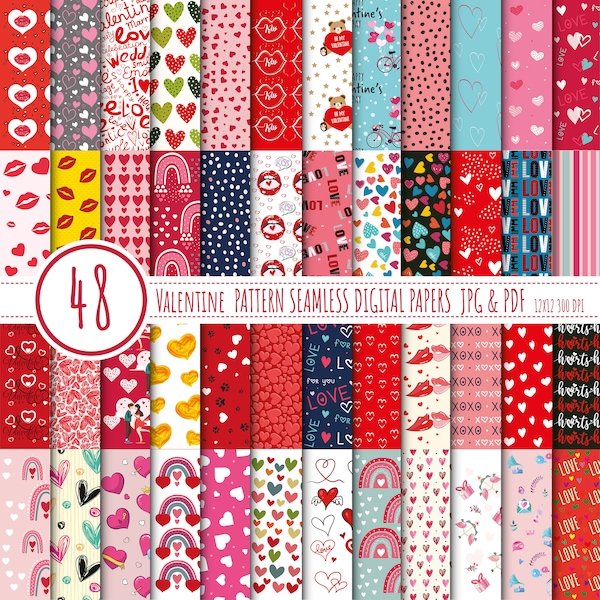Valentine Digital Paper - Etsy