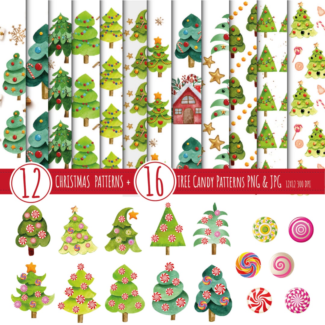 SEAMLESS Bright Christmas Digital Paper Clipart Set, Christmas Candy ...