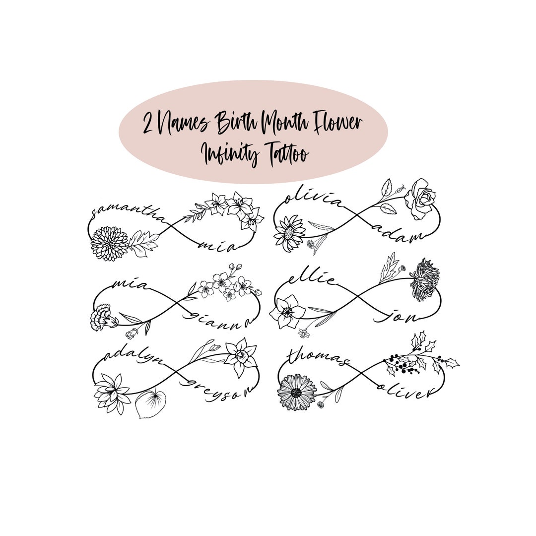 Custom Birth Month Flower, Infinity Tattoo, Birth Flower Custom Tattoo ...