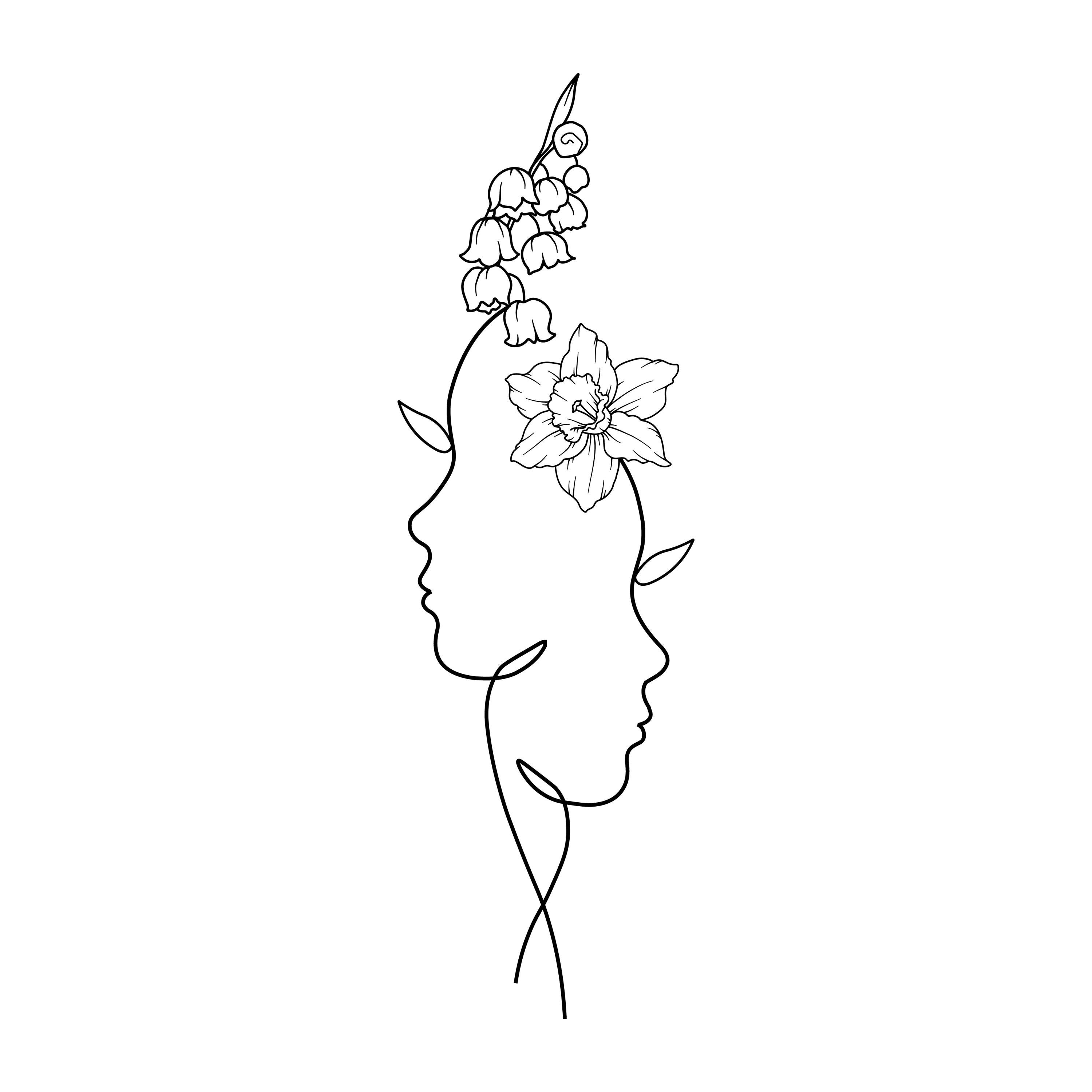 Custom Baby Side Profile Birth Flower Bouquet Design , Name & Flower ...