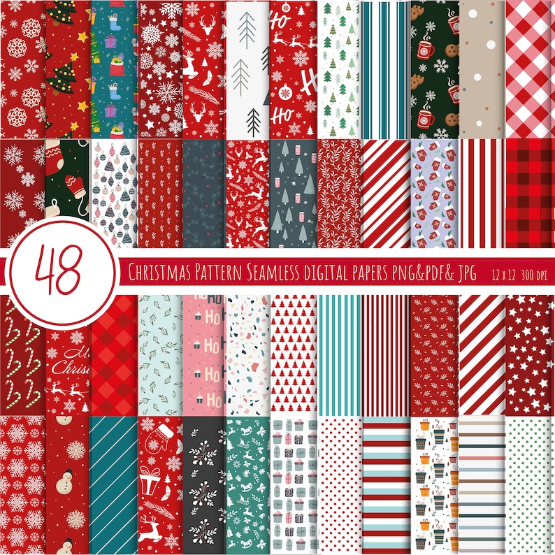 Christmas Digital Paper Holiday Scrapbook Papers Snowflake - Etsy