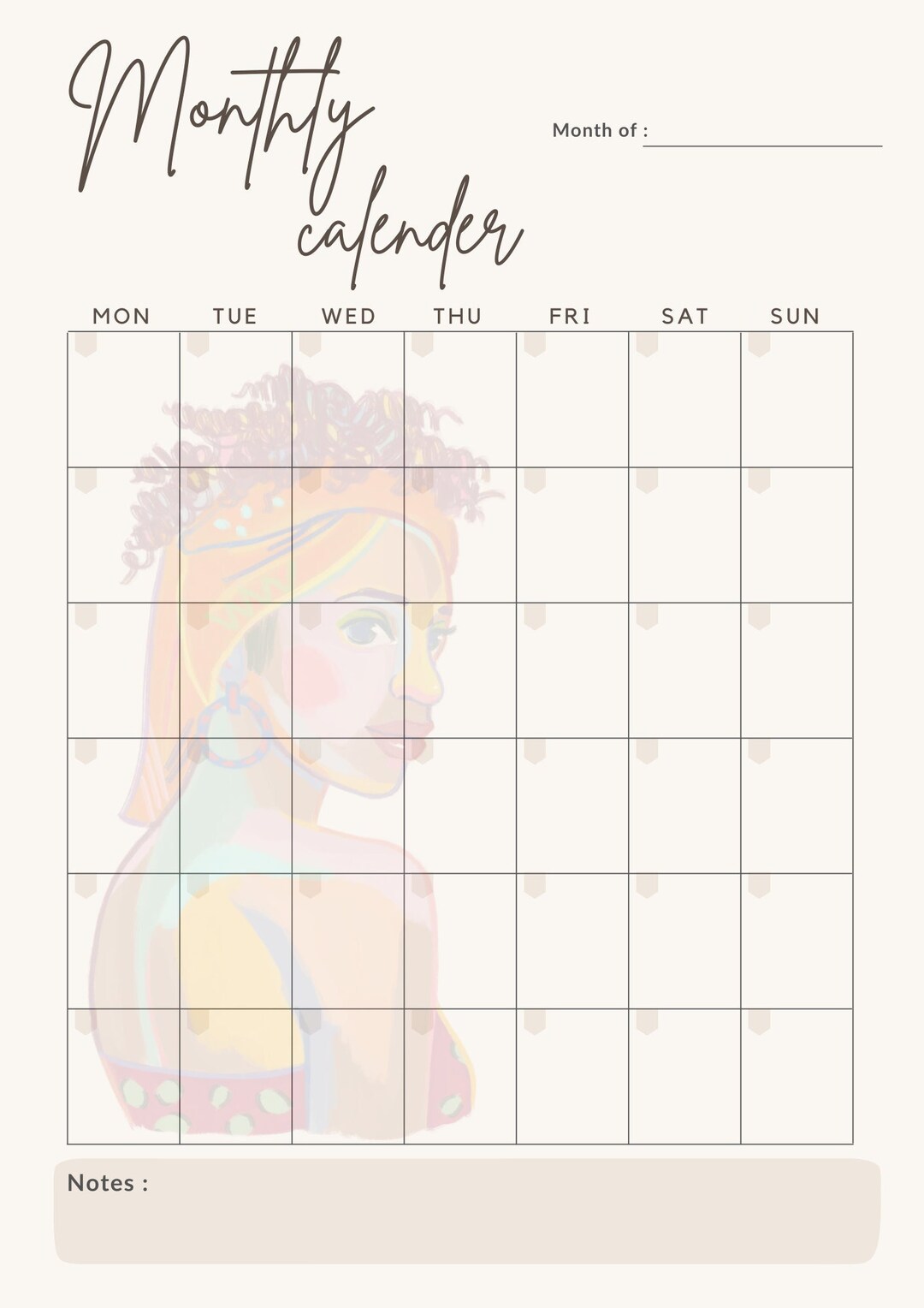 Monthly Planner Printable Fillable on Screen - Etsy