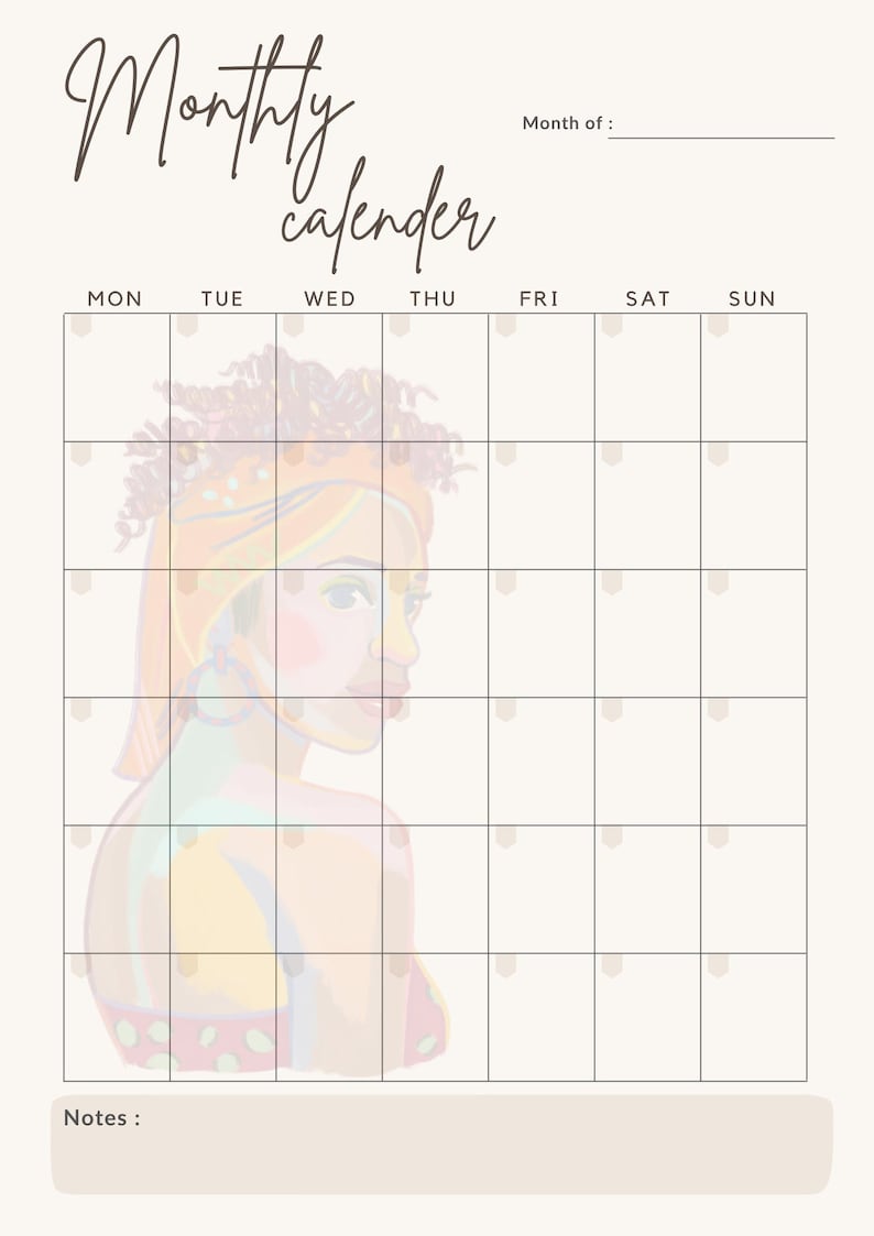 Monthly Planner Printable Fillable on Screen - Etsy