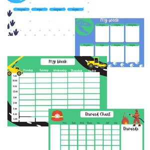Daily Routine Reward Charts 18 Different Designs for Boys and Girls - Etsy