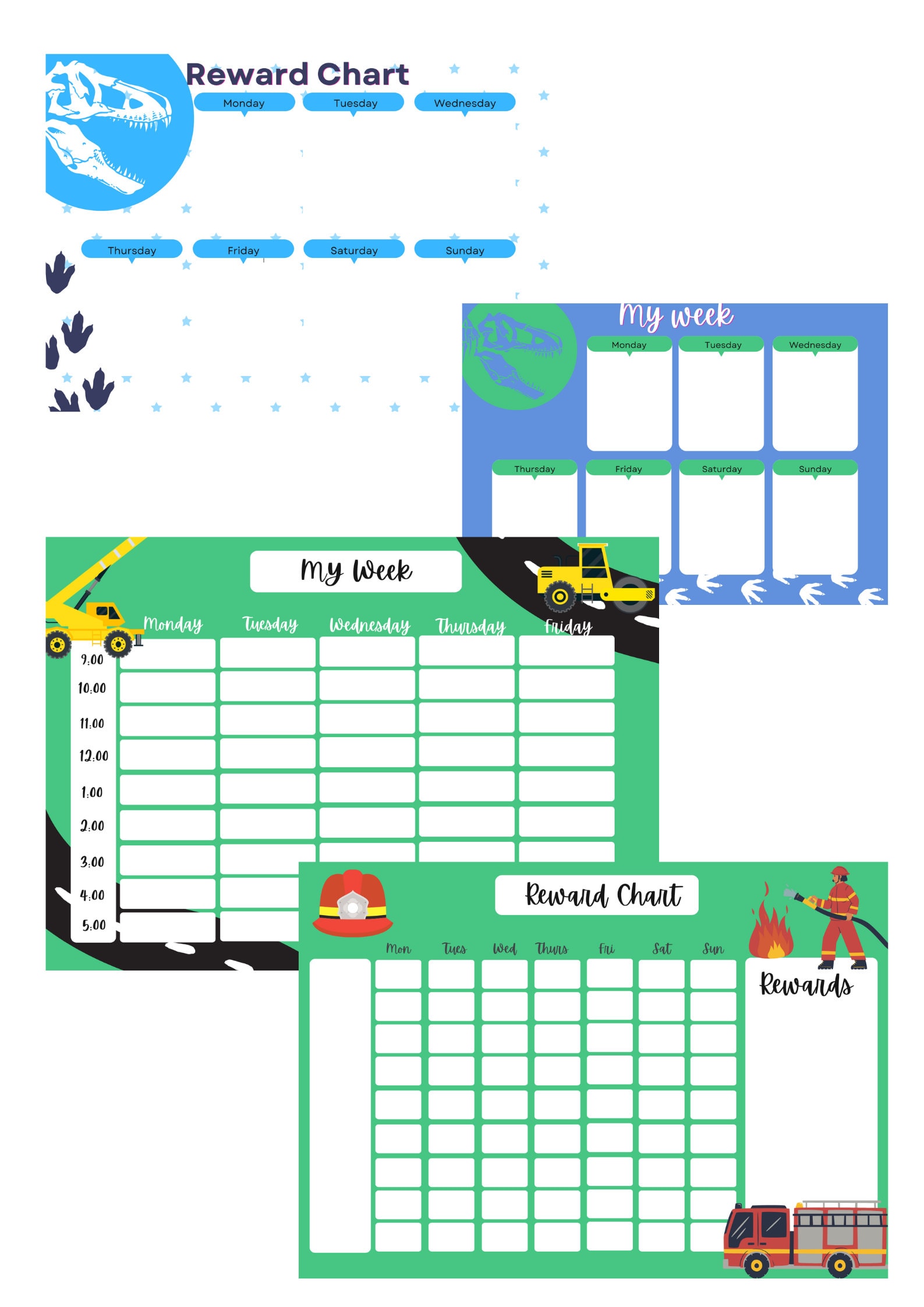 Daily Routine Reward Charts 18 Different Designs for Boys and Girls - Etsy