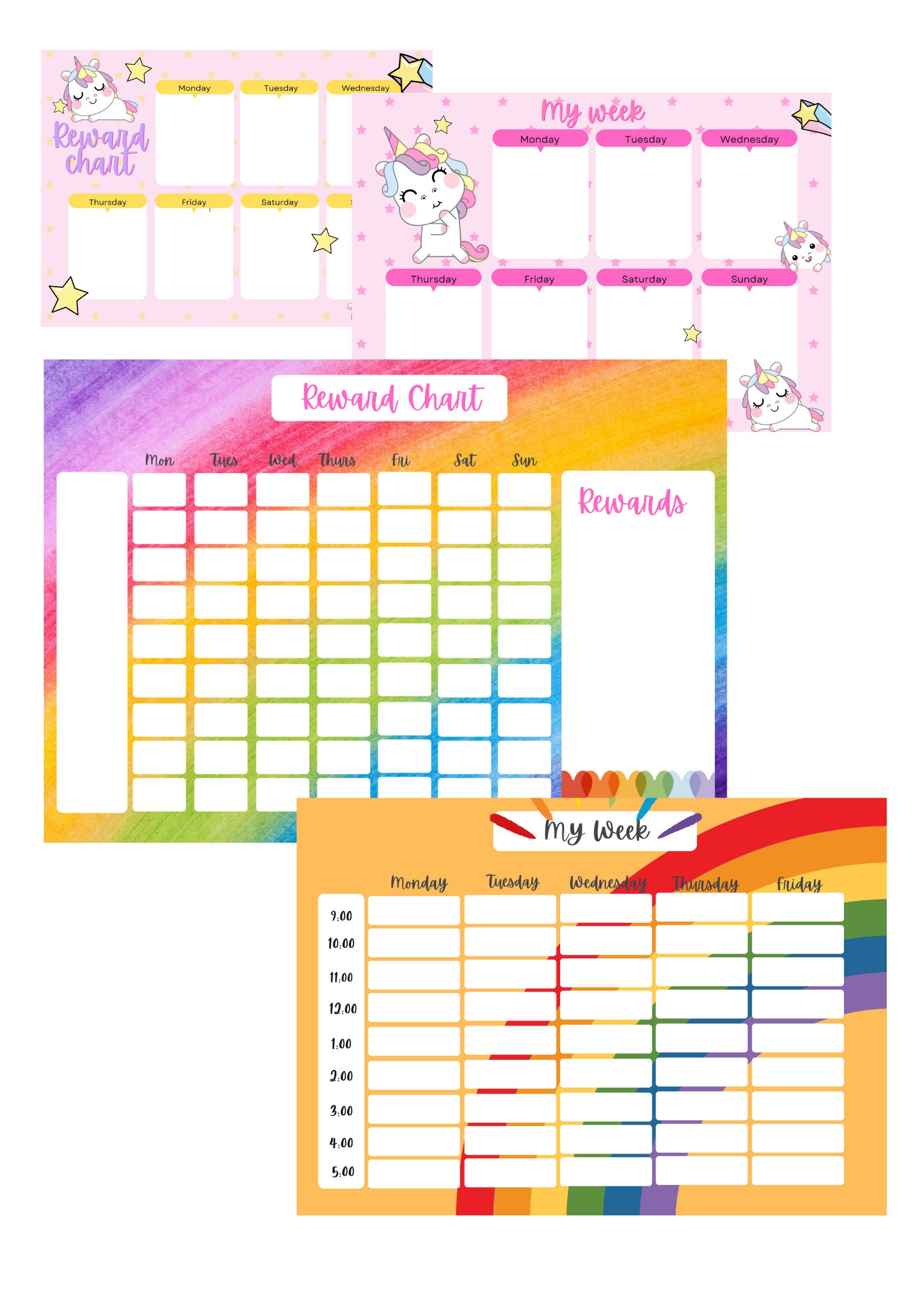 Daily Routine Reward Charts 18 Different Designs for Boys and Girls - Etsy