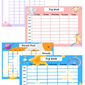 Daily Routine Reward Charts 18 Different Designs for Boys and Girls - Etsy