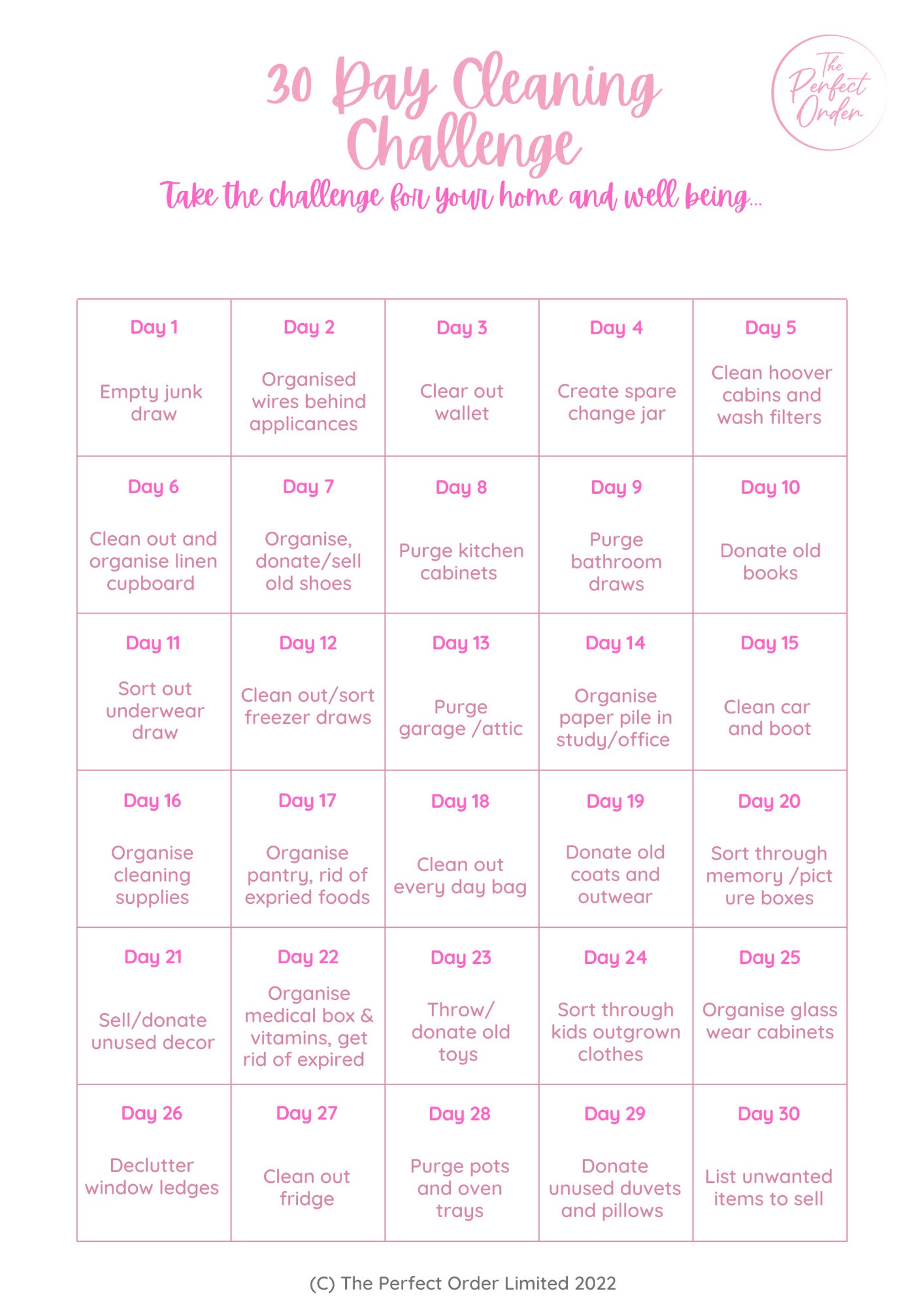 30 Day Declutter Challenge Printable Declutter Tracker Declutter Guide ...