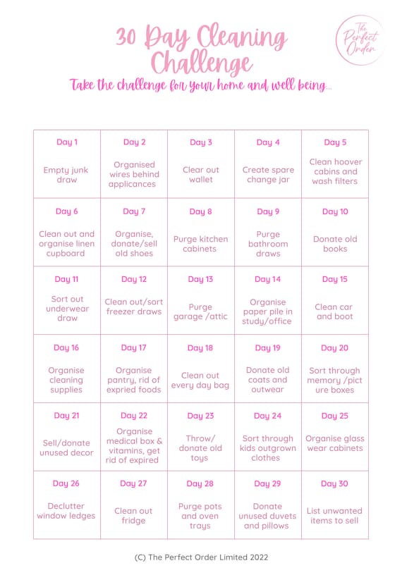 30 Day Declutter Challenge Printable Declutter Tracker - Etsy