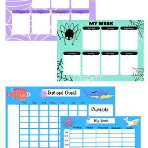 Daily Routine Reward Charts 18 Different Designs for Boys and Girls - Etsy