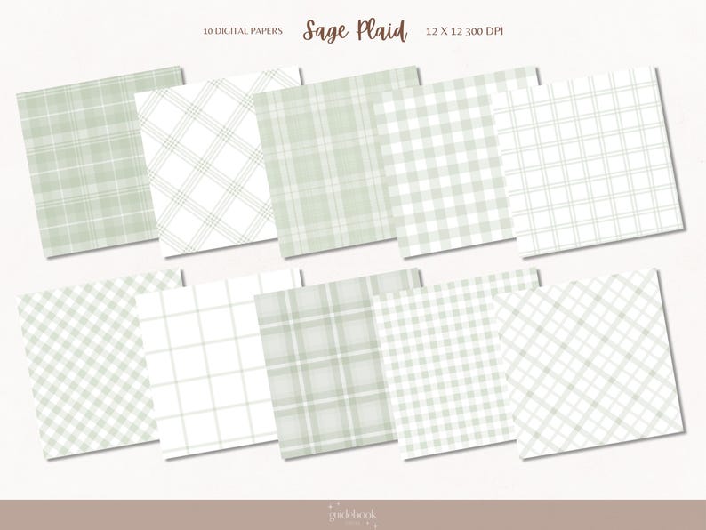 Sage Green Plaid Digital Paper, Sage Backgrounds, Gingham Patterns ...