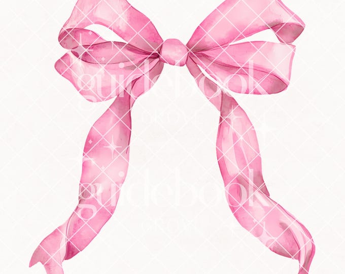 Watercolor Pink Pastel Coquette Bow Clipart, Minimal Girly Preppy Soft ...