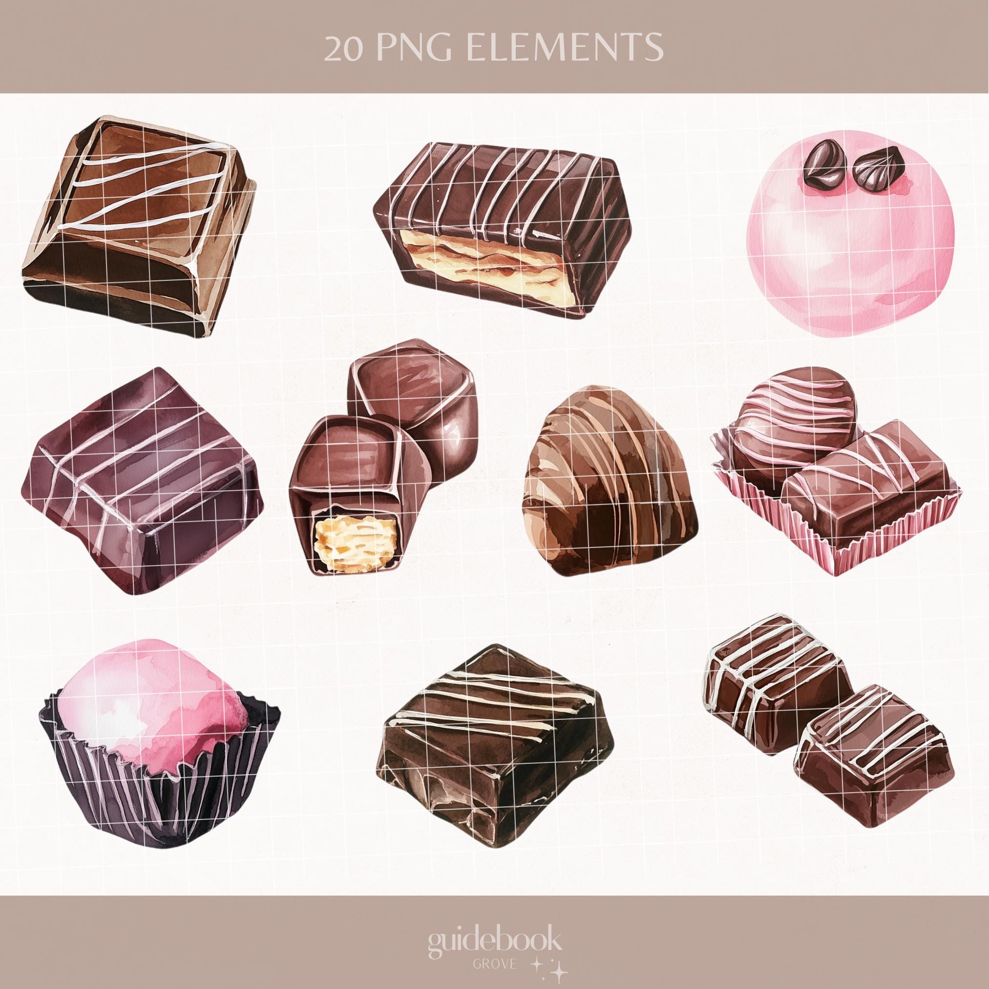 Watercolor Chocolate Candy Clipart, Watercolor Dessert Truffles, PNG ...