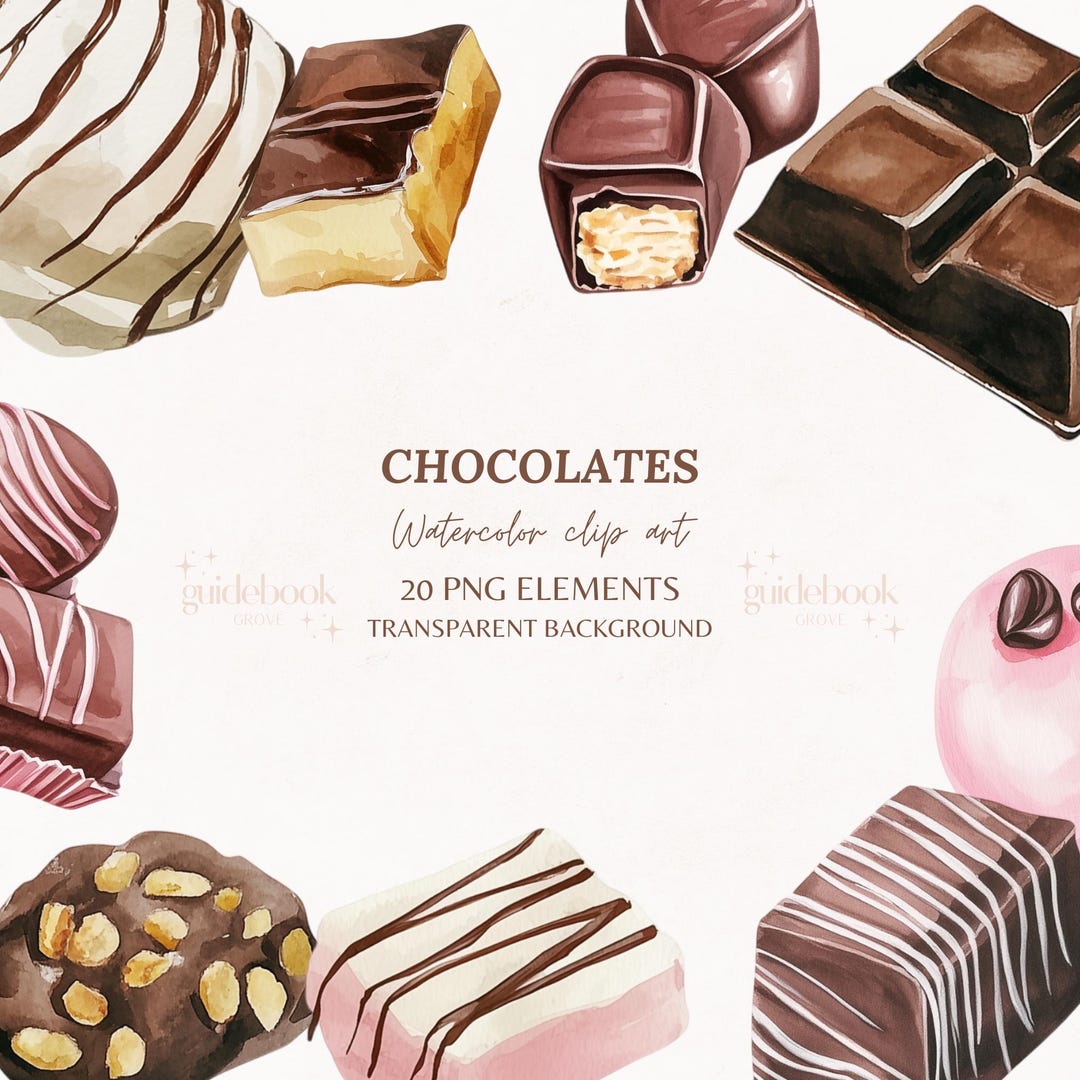 Watercolor Chocolate Candy Clipart, Watercolor Dessert Truffles, PNG ...