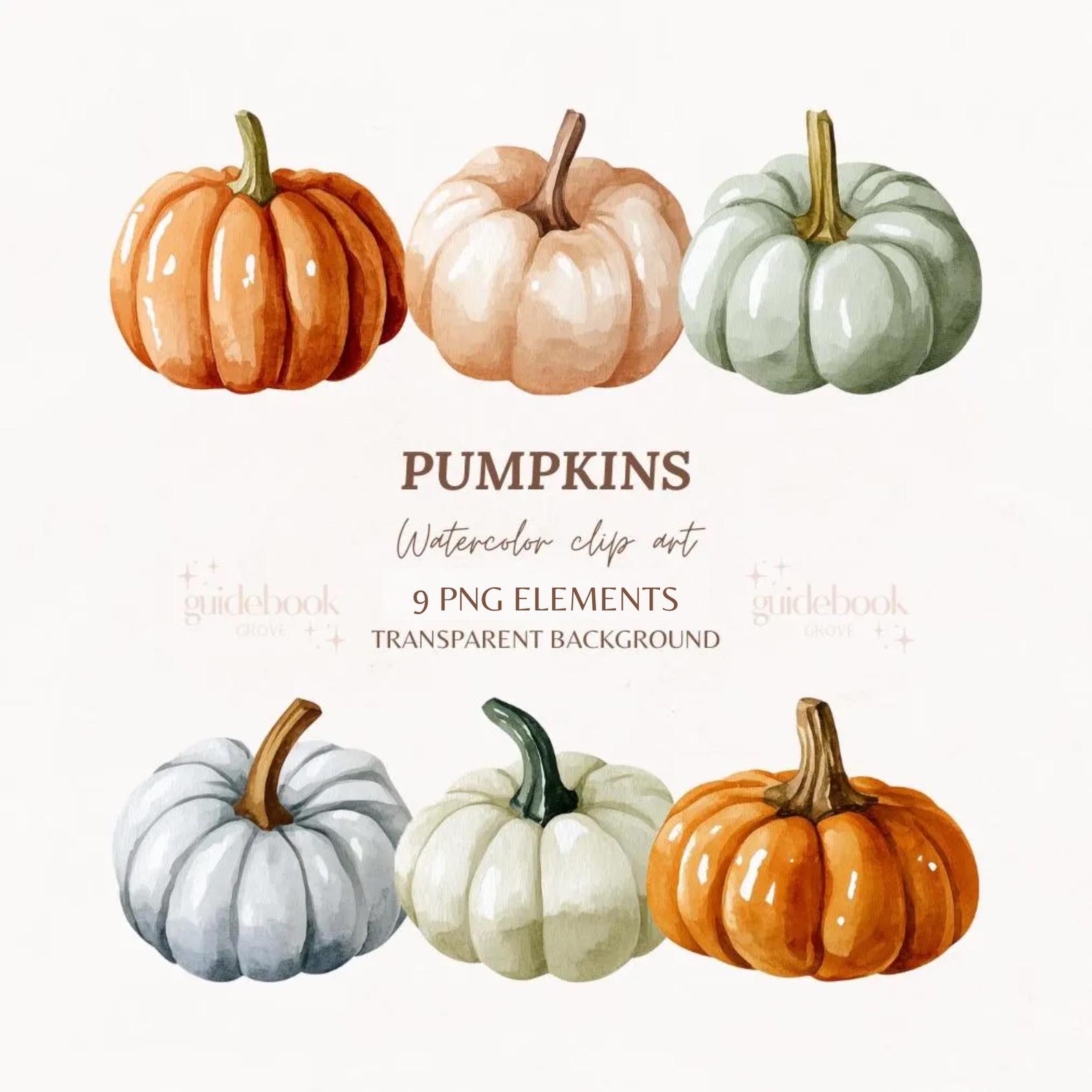 Watercolor Pumpkins Clipart, Fall Clipart, Thanksgiving Clipart, Fall ...