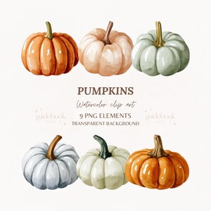 Watercolor Pumpkins Clipart, Fall Clipart, Thanksgiving Clipart, Fall ...